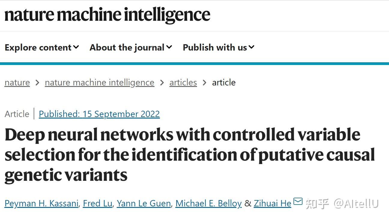 Nature Machine Intelligence | 深度神经网络识别因果遗传变体 - 知乎