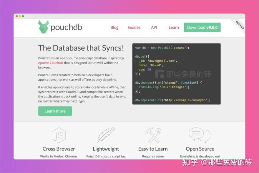 PouchDB - 免费开源的 JavaScript 数据库，轻量易用，用于离线保存数据的场景 - 知乎