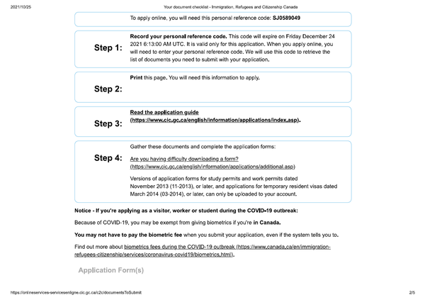 加拿大签证申请：前置问卷环节生成Personal Reference Code和Checklist，啥用？ - 知乎