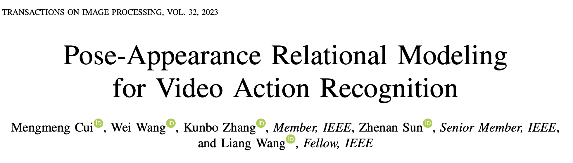 顶刊TIP 2022｜双管齐下，中科院自动化所提出用于行为识别的姿势外观联合建模网络PARNet - 知乎