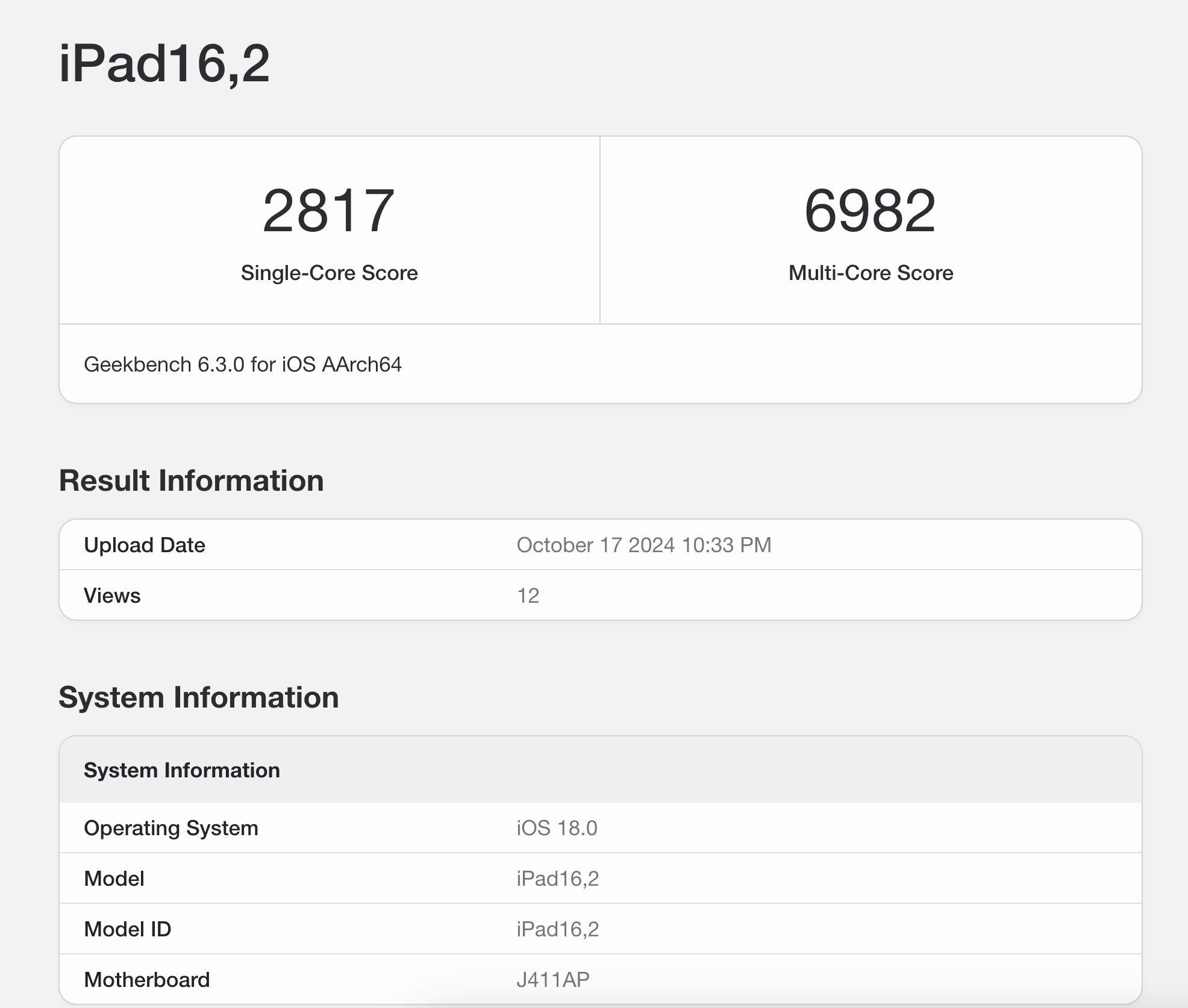 iPad mini7 Geekbench 6跑分曝光 - 知乎