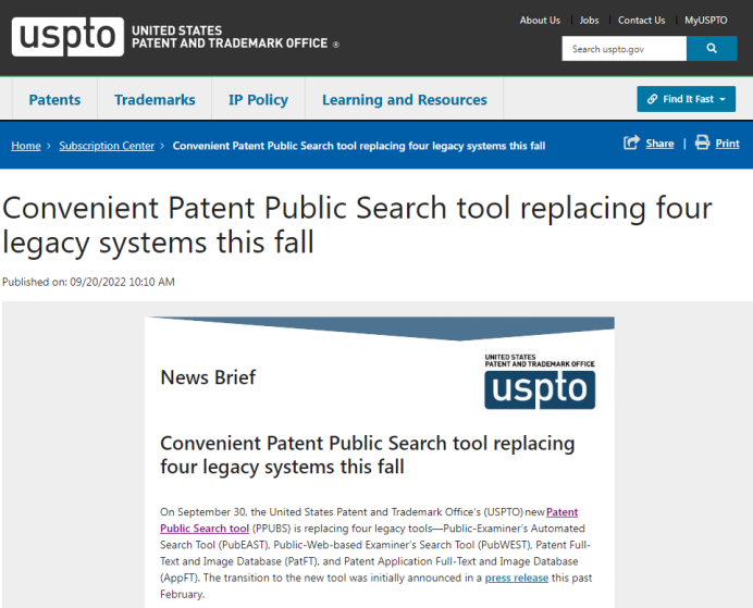 重磅！9月30日USPTO新专利检索工具全面取代传统工具！ - 知乎