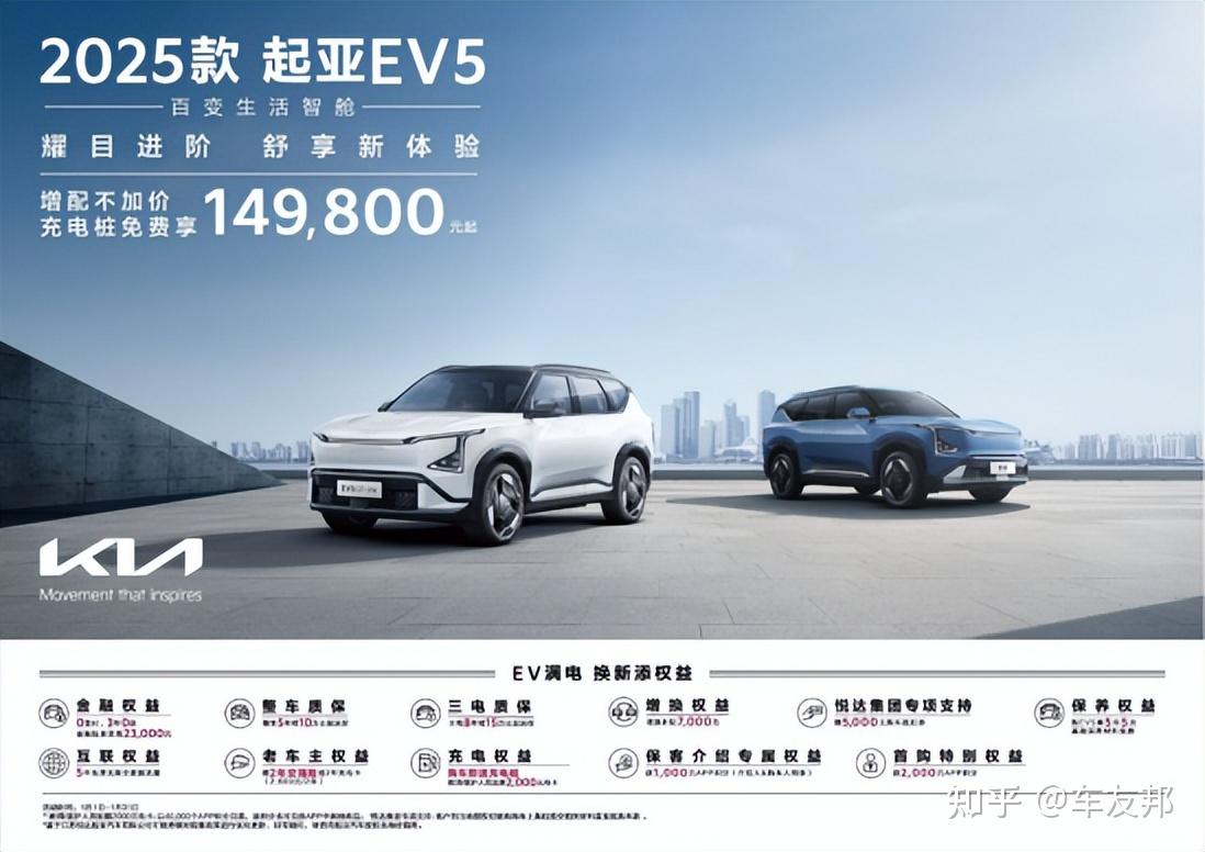 起亚EV5起售价14.98万元起，购车可享11项超值权益 - 知乎