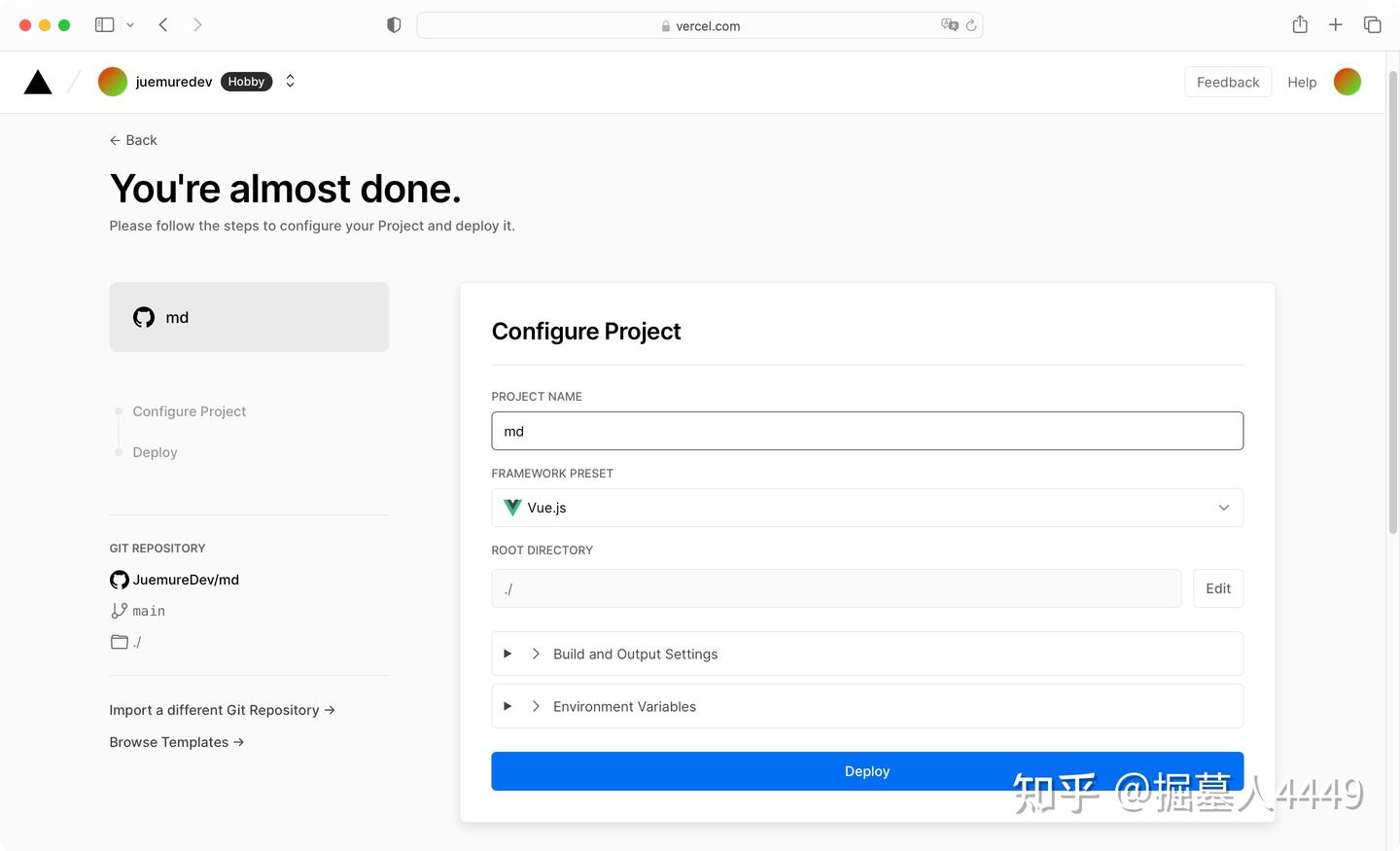 使用 Vercel 快速部署前端项目 - 知乎