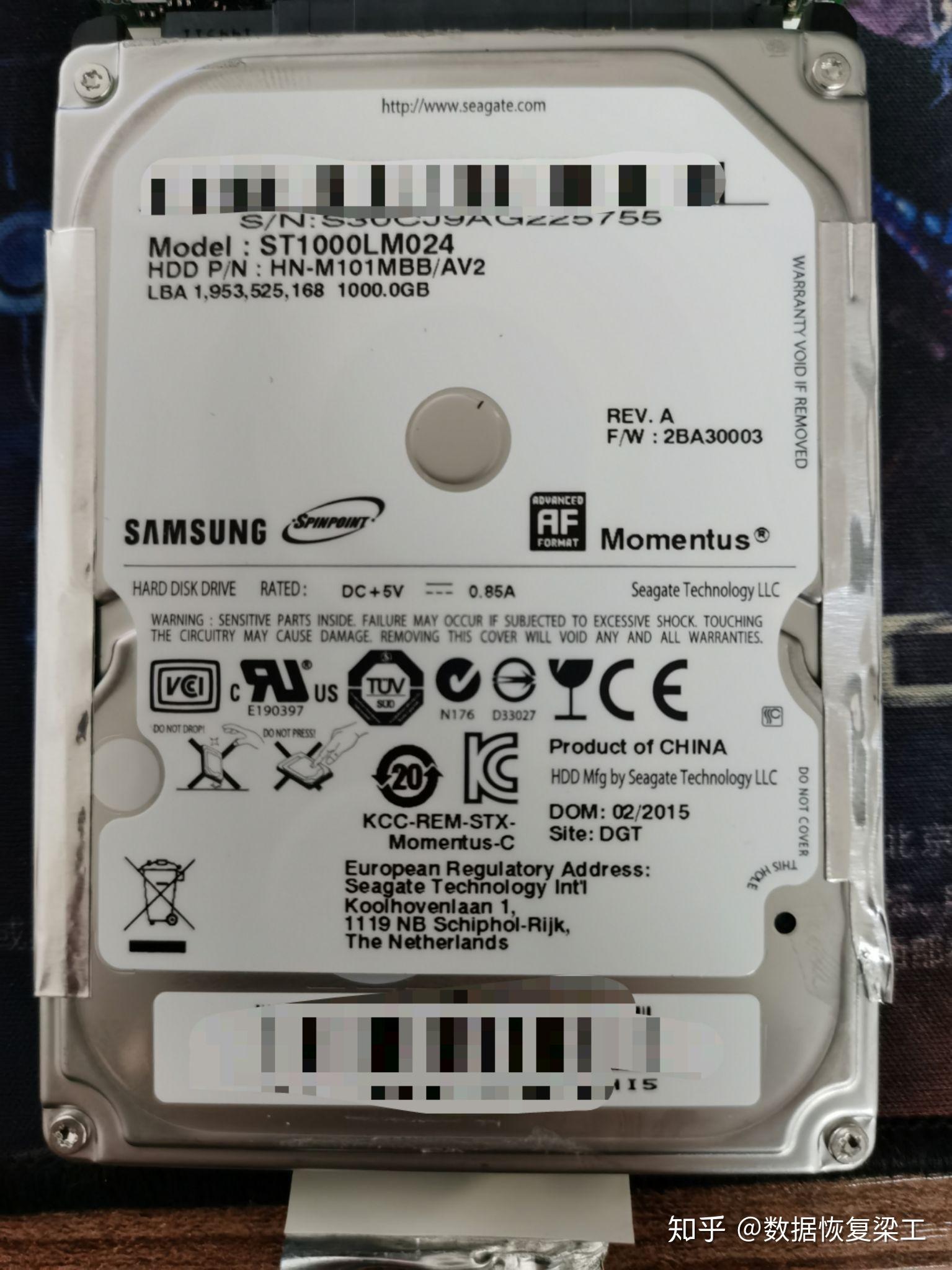 三星ST1000LM024硬盘开盘数据恢复成功 - 知乎