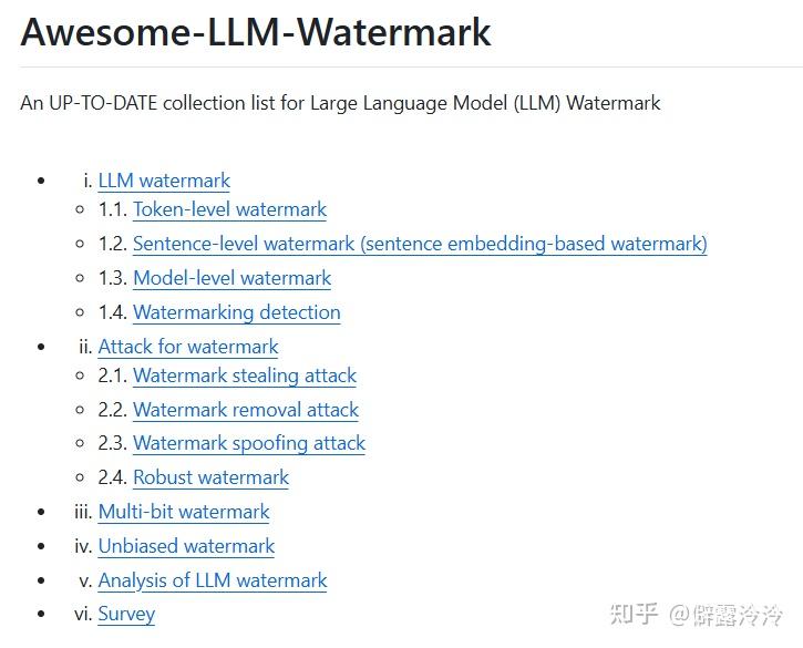 大模型水印论文清单 Awesome-LLM-Watermark - 知乎