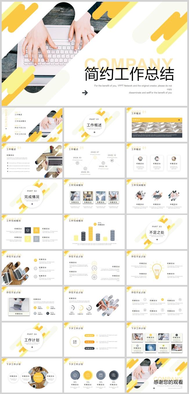 黄色简约商务办公风工作总结PPT模板下载 - 知乎