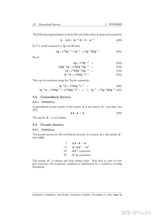 矩阵微积分公式查表(The Matrix Cookbook) - 知乎