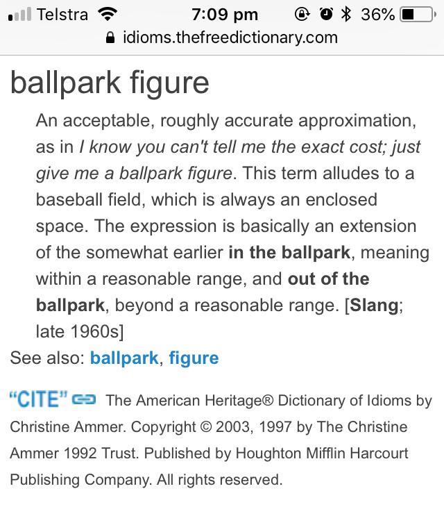 英语 a ballpark figure：“给您说个大概吧...” - 知乎