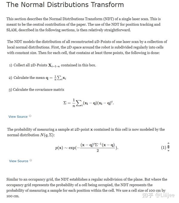 《The Normal Distributions Transform: A New Approach to Laser Scan Matching》 论文阅读笔记 - 知乎