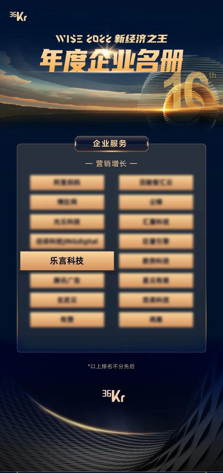 喜讯！乐言科技获评36氪「WISE2022新经济之王年度企业」 - 知乎
